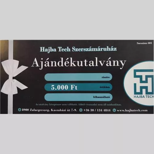 HT Hajba Tech Szerszámáruház Ajándékutalvány 5000 Ft No.: 01